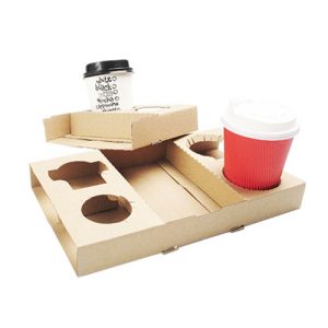 4 (2+2) Cups Carry Tray Cardboard Ctn/100 - Disposable King