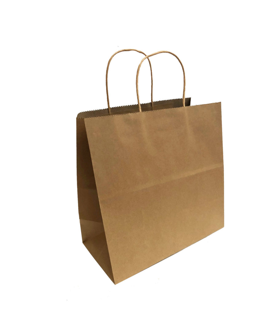 1 Square Brown Kraft Twisted Handle Paper Bag | Disposable King