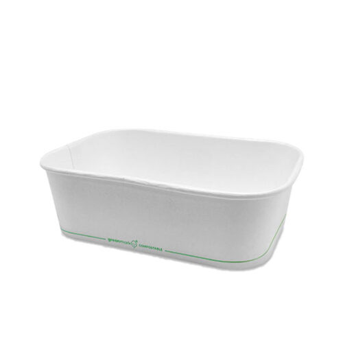 PLA Coated White Container | 650ml Rectangular | 300ct