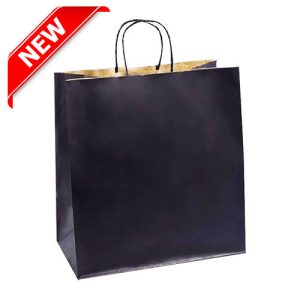 3 Square Black Kraft Paper Bag – Carton of 250 Uber Size